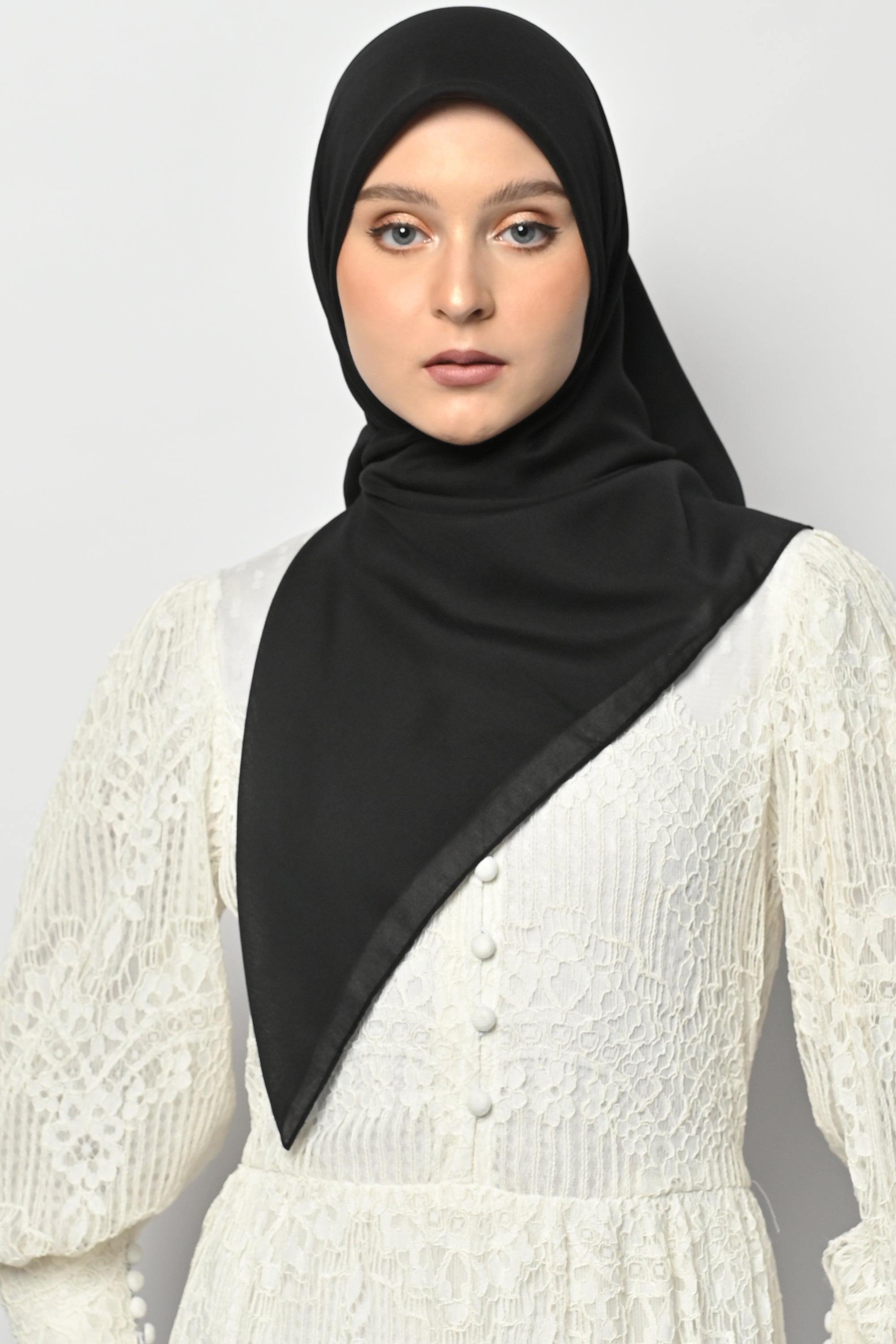 Ultrafine Voile Plain Square Scarf in Black – Barli Asmara